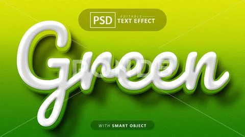 Green cartoon style text effect design ~ PSD Template #220168236