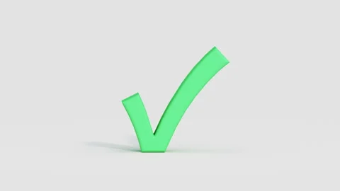 Green check mark 3D render animation | Stock Video | Pond5