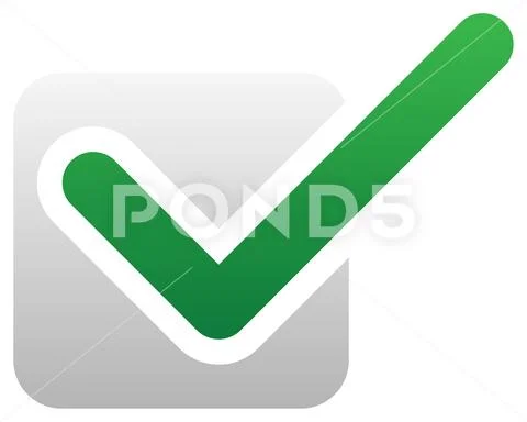 Green check mark over square. tick symbol, icon.: Royalty Free #97295390
