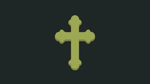 Green Christian cross icon isolated on b... | Stock Video | Pond5