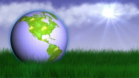 Green Clean Earth on a Grass Animation, ... | Stock Video | Pond5