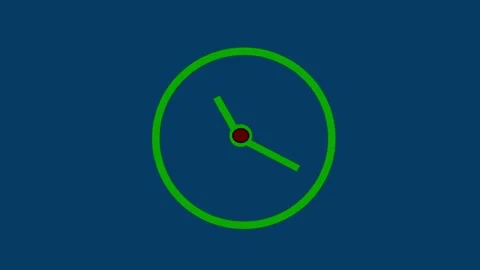 Green color animated 2d clock animation. | Stock Video | Pond5