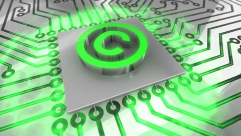 Green Copyright icon landing on a circui... | Stock Video | Pond5