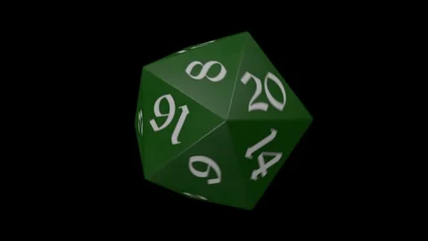 Green D20 with an Old English style Font... | Stock Video | Pond5