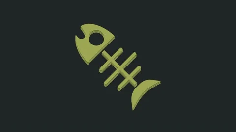 Green Dead fish icon isolated on black b... | Stock Video | Pond5