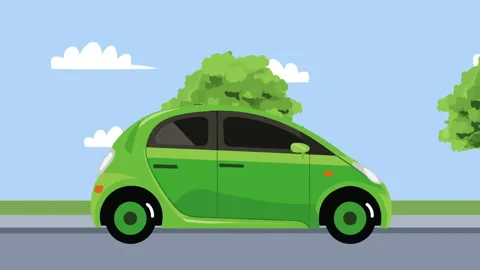 green electric car ecology animation | Stock Video | Pond5