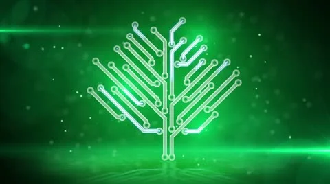 green electronic hi-tech tree loop | Stock Video | Pond5