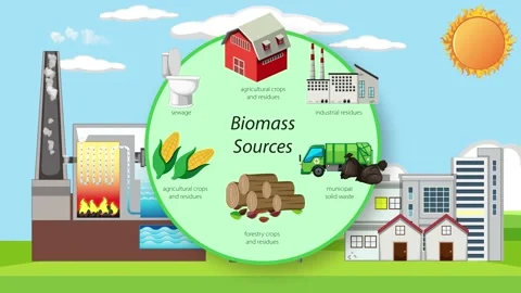 Green Energy Animation with Biomass Sour... | Stock Video | Pond5