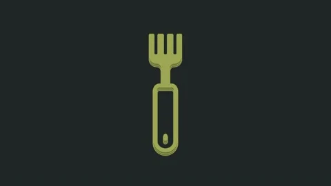 Green Fork icon isolated on black backgr... | Stock Video | Pond5