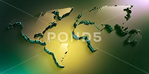 Green glass 3d world map: Royalty Free #143170394