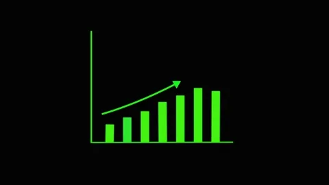 Green glowing bar graph with upward tren... | Stock Video | Pond5