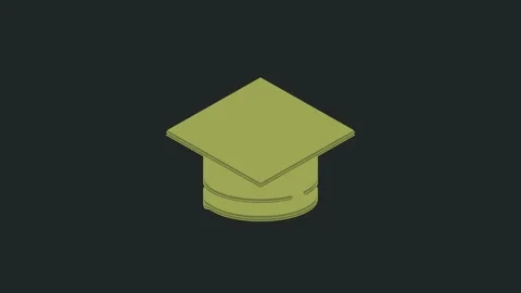 Green Graduation cap icon isolated on bl... | Stock Video | Pond5