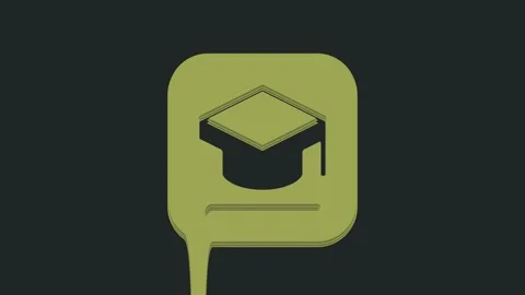 Green Graduation cap icon isolated on bl... | Stock Video | Pond5