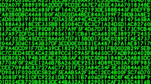 Green hexadecimal characters on computer... | Stock Video | Pond5