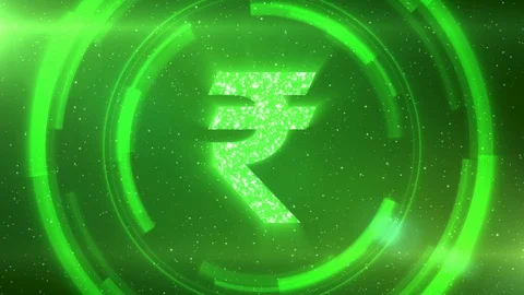 Green Indian rupee currency symbol on sp... | Stock Video | Pond5