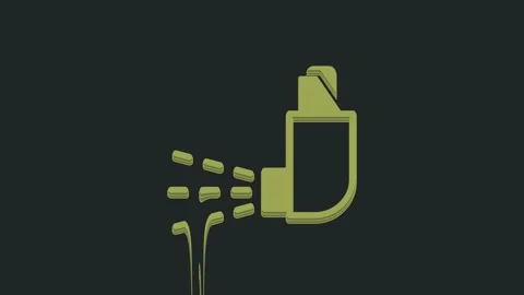Green Inhaler icon isolated on black bac... | Stock Video | Pond5