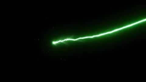 Green laser beam energy arc moves across... | Stock Video | Pond5