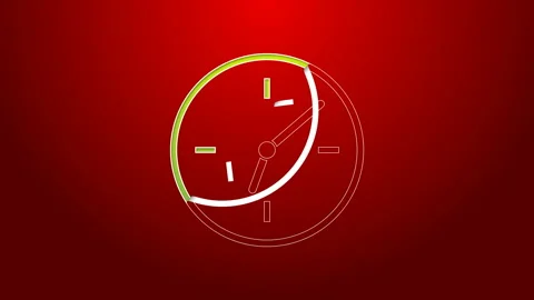 Green line Clock icon isolated on red ba... | Stock Video | Pond5