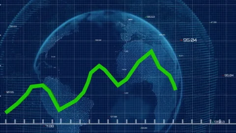 Green line graph animation over digital ... | Stock Video | Pond5