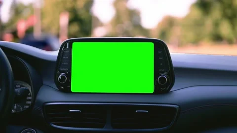 Green navigation screen on the dashboard... | Stock Video | Pond5