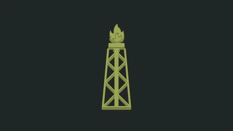 Green Oil rig with fire icon isolated on... | Stock Video | Pond5