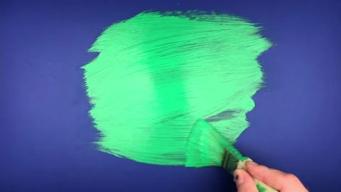 Green paint on blue screen paint brush #... | Stock Video | Pond5