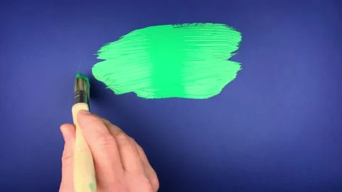 Green paint on blue screen paint brush #... | Stock Video | Pond5