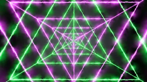 Green pink color fire triangle tunnel an... | Stock Video | Pond5