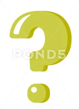 Green question mark vector cartoon illustration.: Graphic #81965245