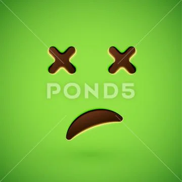 Green realistic emoticon smiley face, vector illustration: Graphic ...