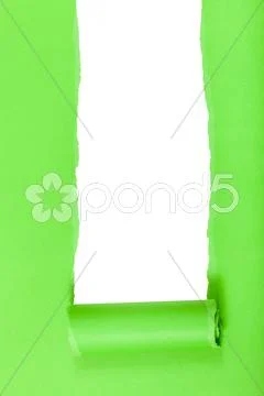 Green rolled-up torn paper on vertical background Stock Photo #58195080