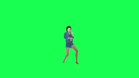 Green screen 3D animated girl in jeans r... | Stock Video | Pond5
