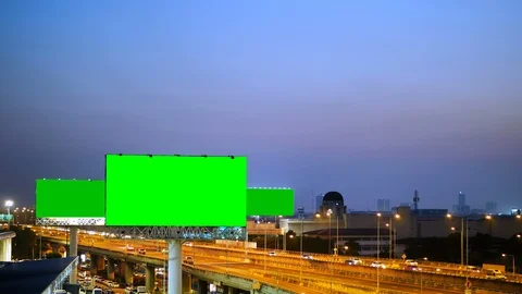 Green screen of advertising billboard on... | Stock Video | Pond5