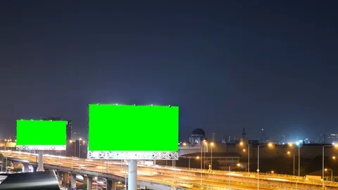 Green screen of advertising billboard on... | Stock Video | Pond5