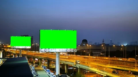 Green screen of advertising billboard on... | Stock Video | Pond5