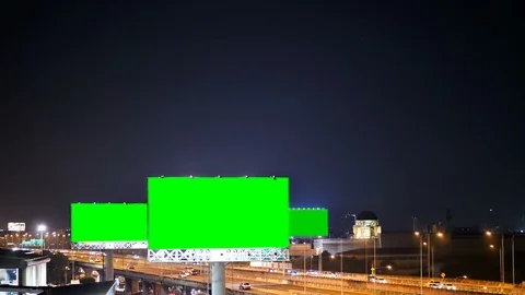 Green screen of advertising billboard on... | Stock Video | Pond5