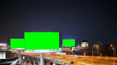 Green screen of advertising billboard on... | Stock Video | Pond5