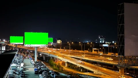 Green screen of advertising billboard on... | Stock Video | Pond5