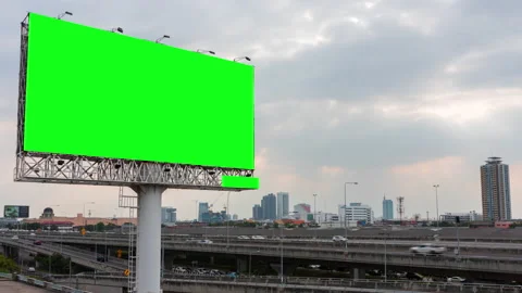 Green screen of advertising billboard on... | Stock Video | Pond5