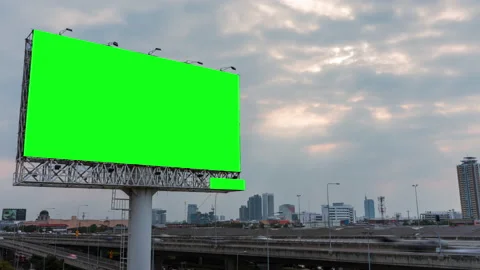 Green screen of advertising billboard on... | Stock Video | Pond5