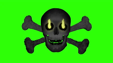 GREEN SCREEN ANIMATION SKULL AND CROSSBO... | Stock Video | Pond5