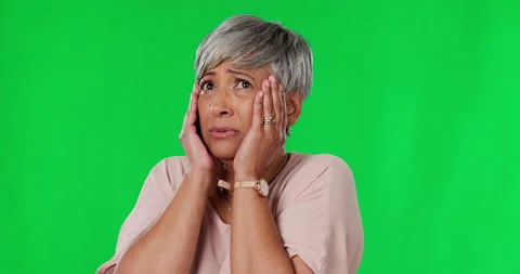 Green screen, anxiety and senior woman w... | Stock Video | Pond5