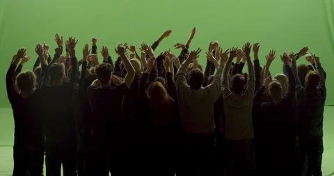 GREEN SCREEN Back view of huge crowd dan... | Stock Video | Pond5