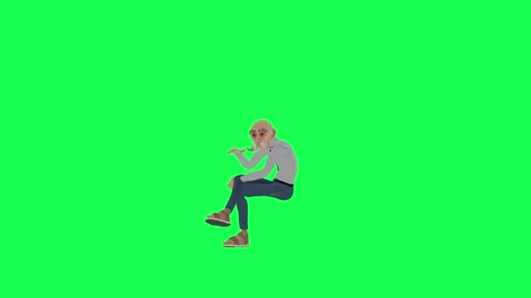 Green screen bald old man sitting talkin... | Stock Video | Pond5