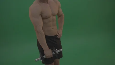 Green Screen Bodybuilder Doing Biceps Mu... | Stock Video | Pond5