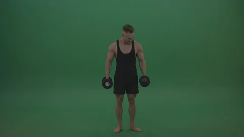 Green Screen Bodybuilder Doing Dumbbell ... | Stock Video | Pond5