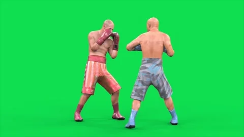 Green Screen Boxers Fight in the Ring 3D... | Stock Video | Pond5