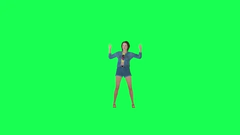 Green screen cartoon happy girl dancing ... | Stock Video | Pond5