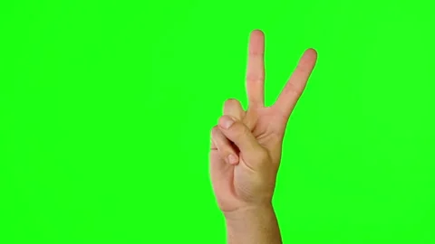Green screen, chroma key and peace sign ... | Stock Video | Pond5