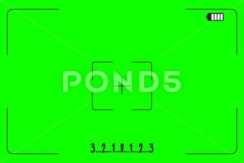 Green screen chroma key background, viewfinder camera frame, video film ...